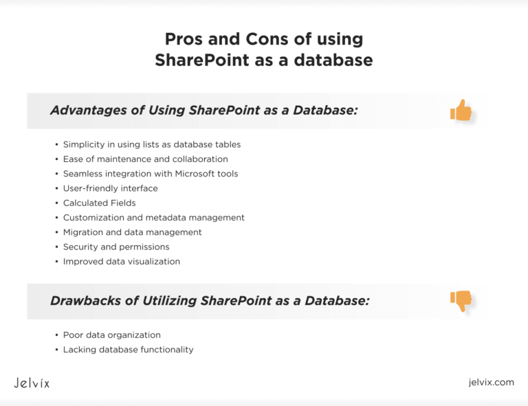 Pros and Cons of Using SharePoint as a Database